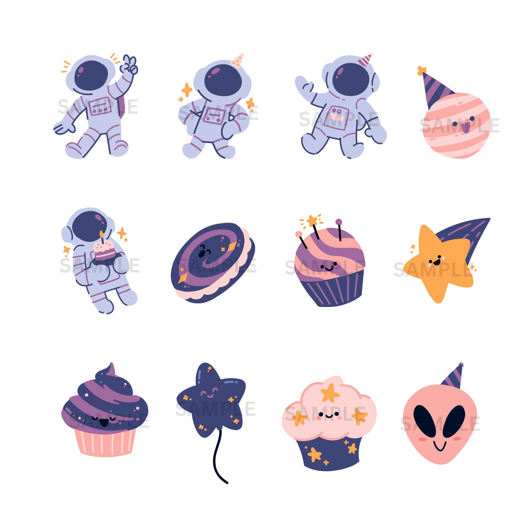 40 Space Astronaut Digital Sticker Pack, Digital Stickers, Png Stickers ...