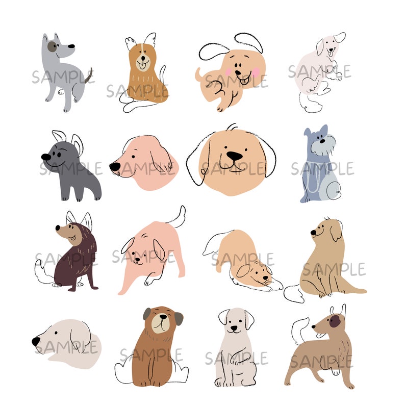 50 Digital Cartoon Dog Sticker Pack, Digital Stickers, Png Stickers ...