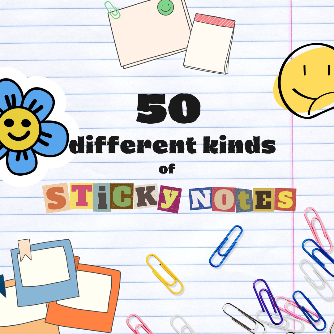 50 Digital Sticky Notes Pack, Digital Stickers, Png Stickers, Digital ...