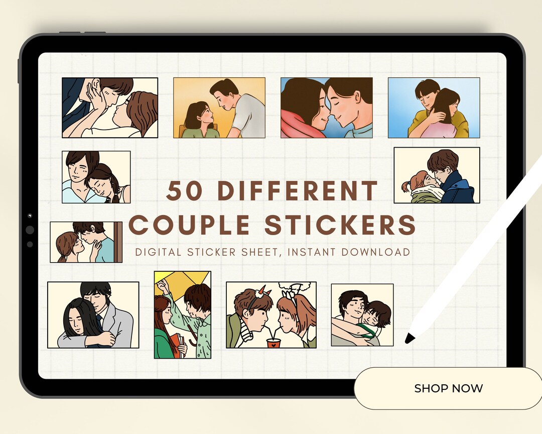 50 Digital Couple Sticker Pack, Digital Stickers, Png Stickers, Digital ...
