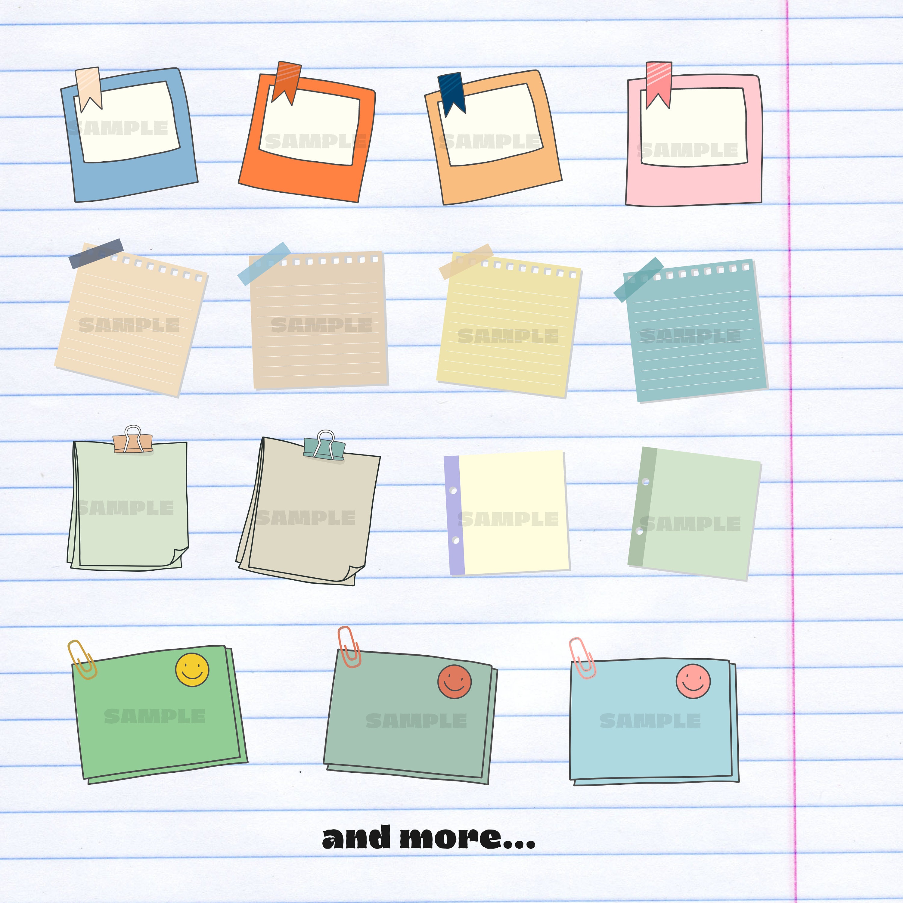 50 Digital Sticky Notes Pack, Digital Stickers, Png Stickers, Digital ...