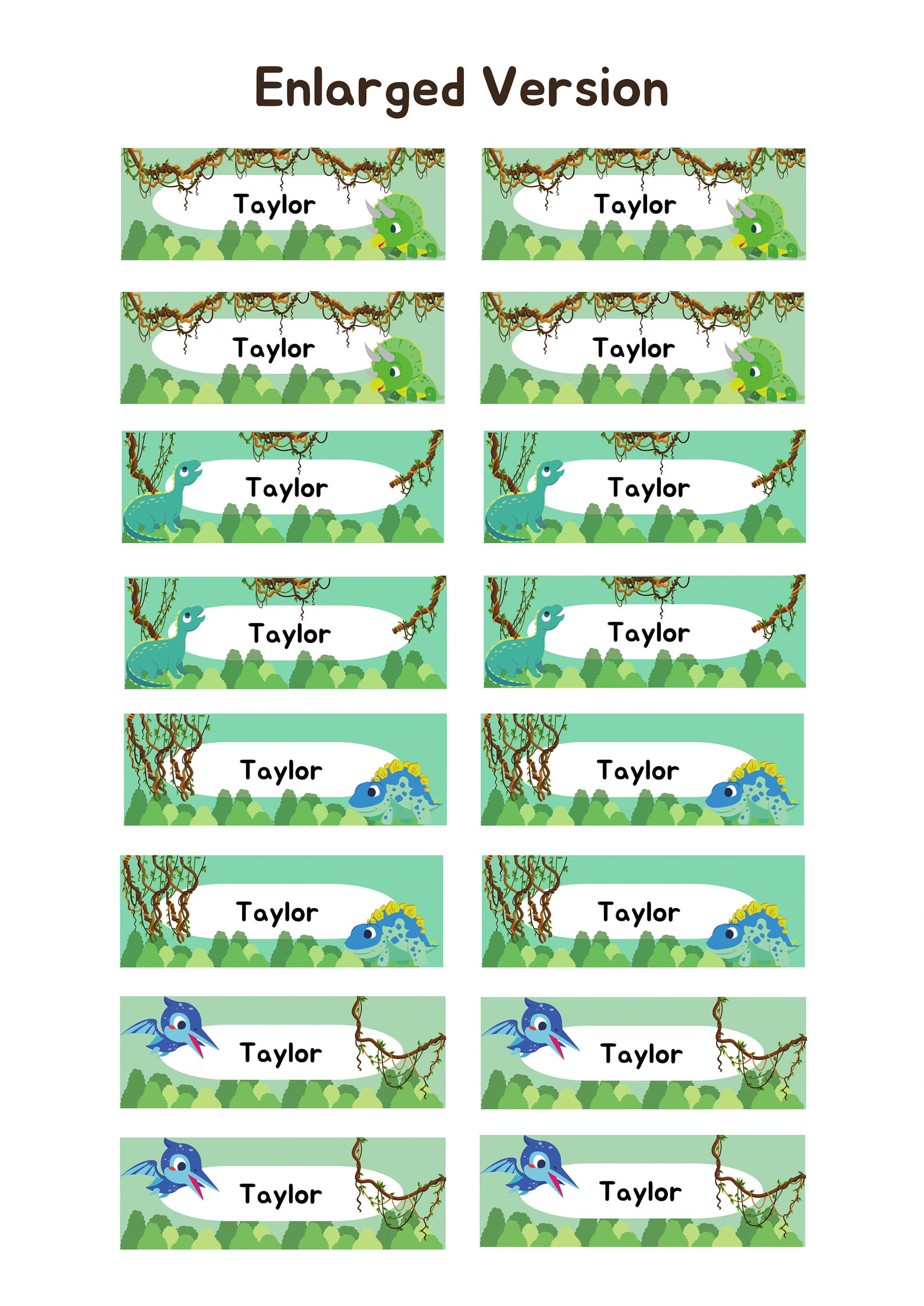 Customizable Dinosaur Name Label for You, 3x 1.3cm Personalized Name ...