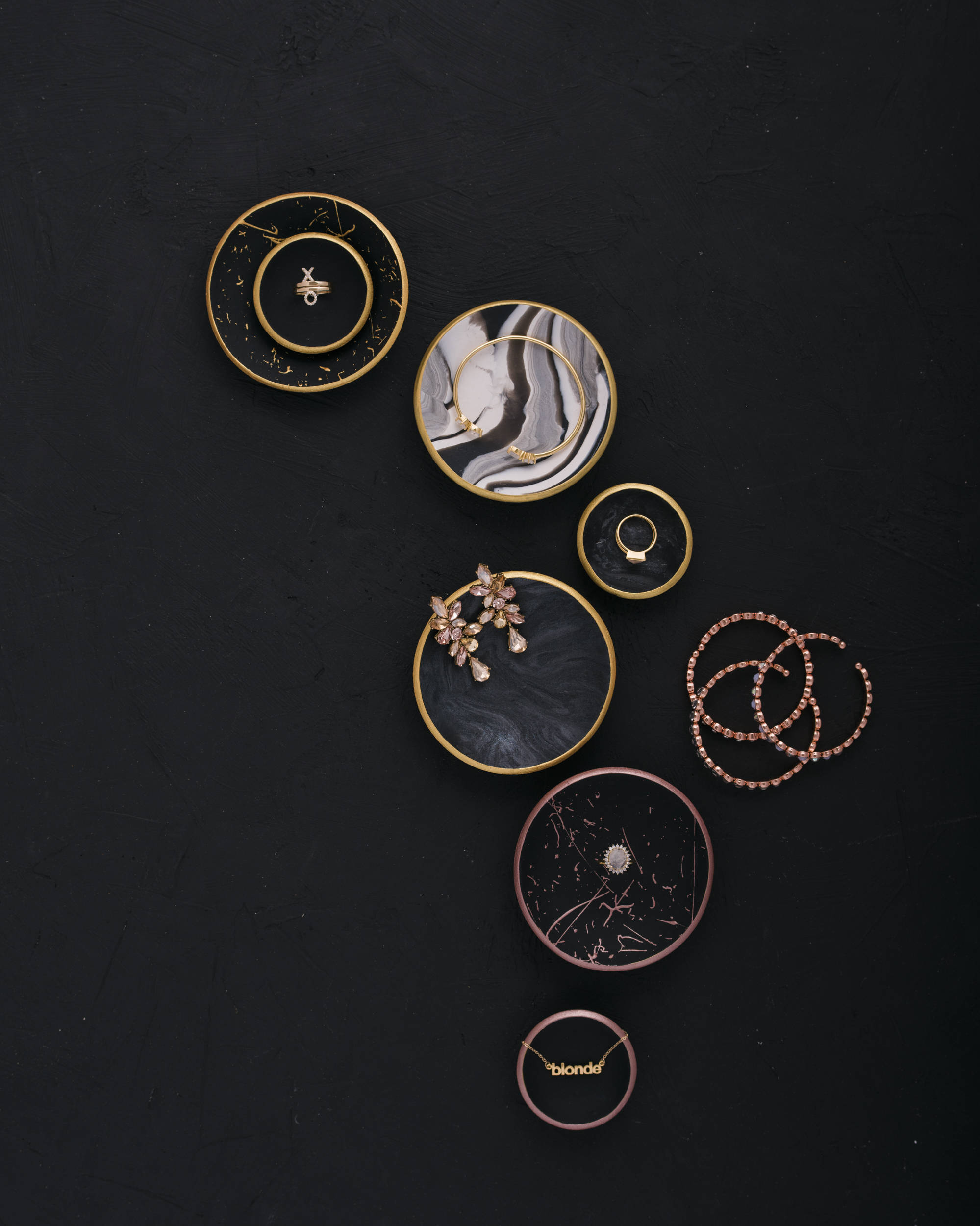 Black and Graphite Marble Onyx Marbella Dish Trinket Dish | Etsy