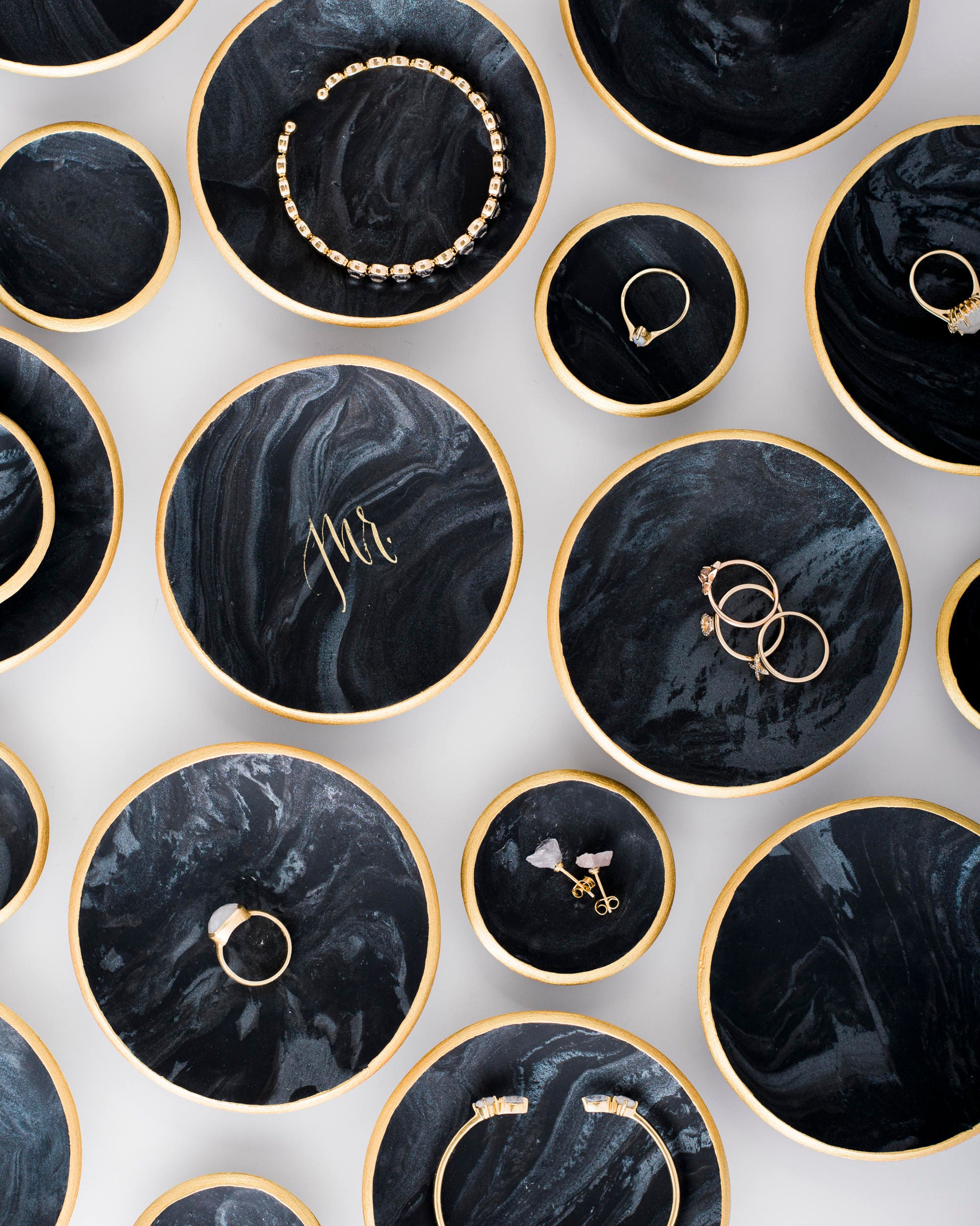 Black and Graphite Marble Onyx Marbella Dish Trinket Dish | Etsy