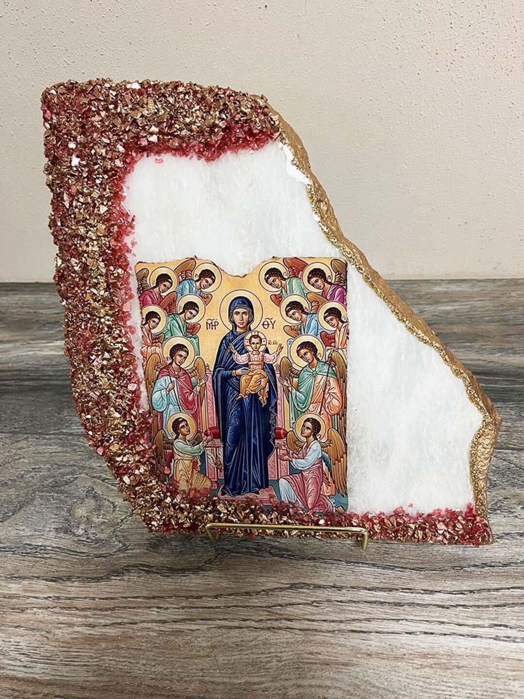 Handcrafted Icon of the Virgin Mary With Angels on Marble - Etsy