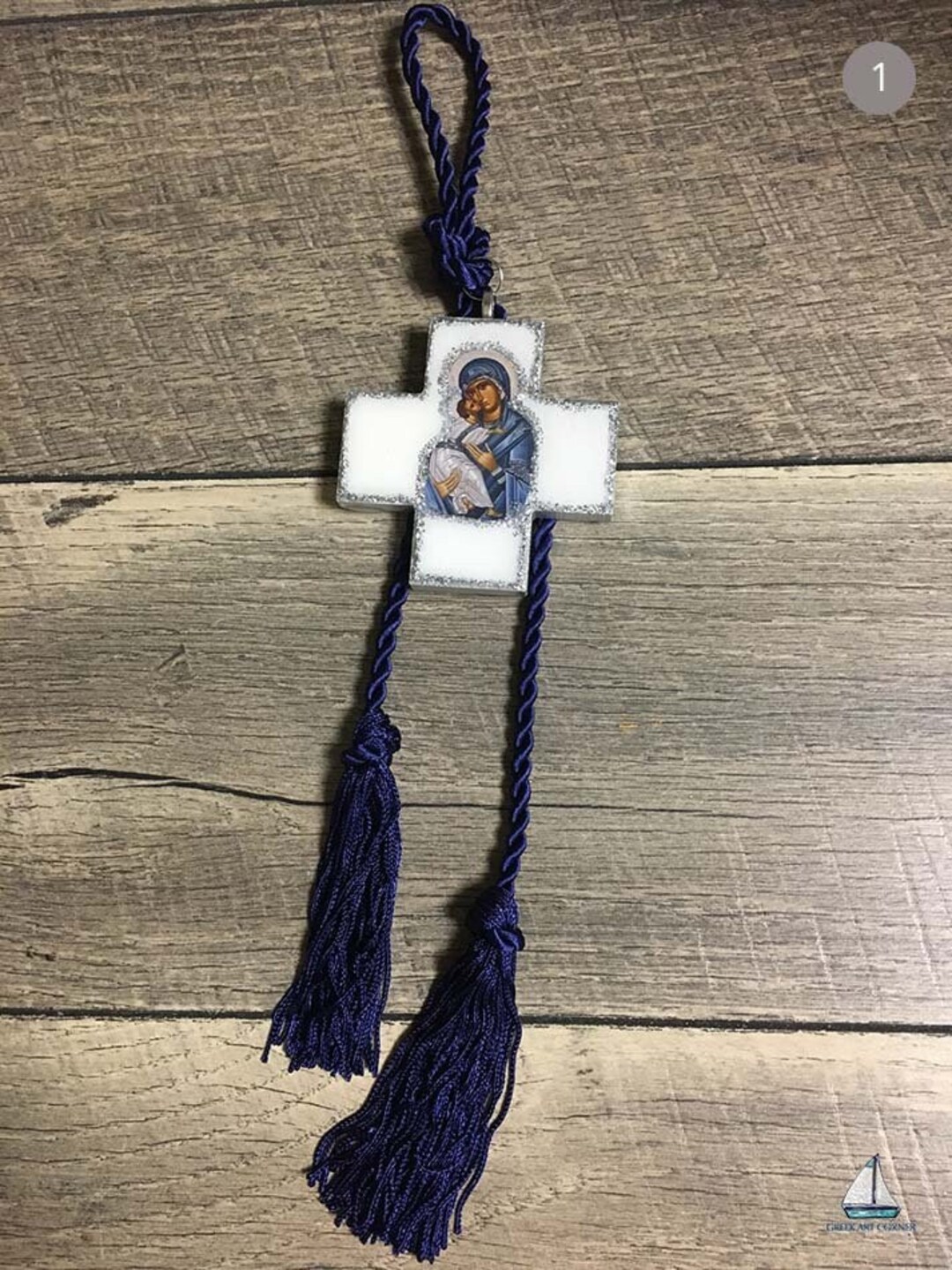 Marble Cross With the Icon of Holy Mary - Etsy