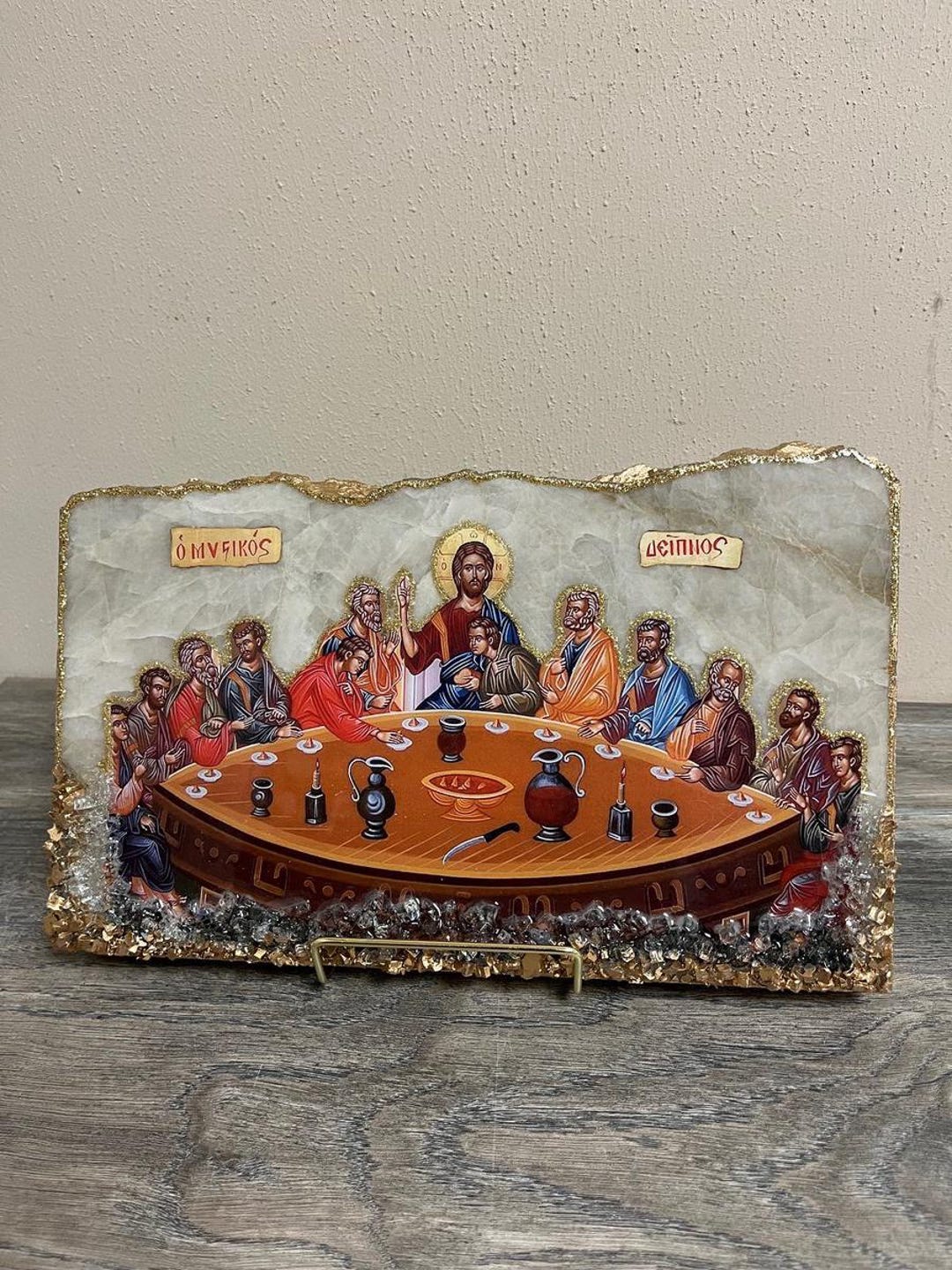 Handmade Icon of the Last Supper on Ivory Granite With Gold Detailing ...