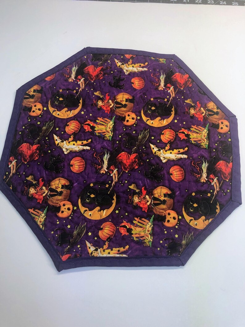 Handmade Table Runner for Halloween With Witches, and Pumpkins 14" Wide ...