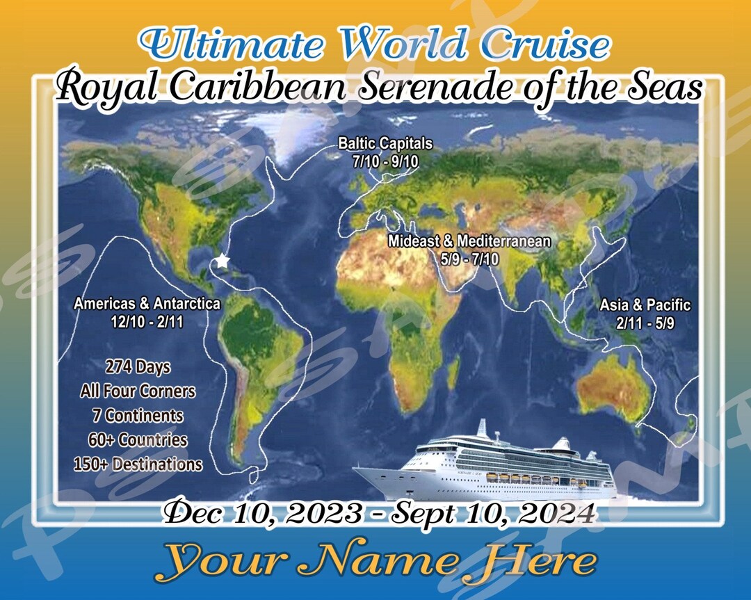 CUSTOM MADE Royal Caribbean Ultimate World Cruise MAGNET 8x10 Map - Etsy CUSTOM MADE Royal Caribbean Ultimate World Cruise MAGNET 8x10 Map - Etsy