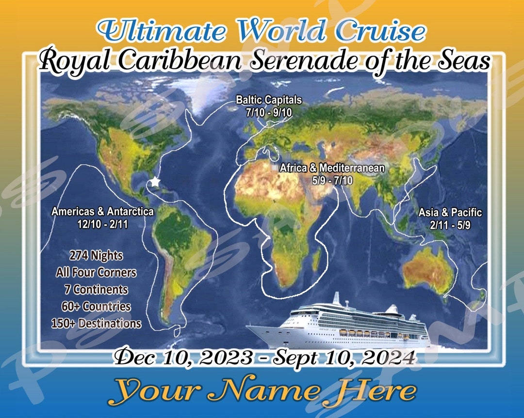 CUSTOM MADE Royal Caribbean Ultimate World Cruise Magnet 8x10 Map ... CUSTOM MADE Royal Caribbean Ultimate World Cruise Magnet 8x10 Map ...