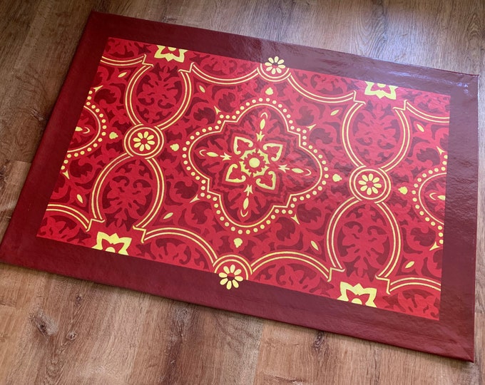 Early American Floorcloth. Primitive Floor Cloth. Folk Art Area Rug ...