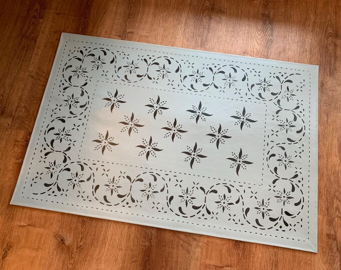 Floor Cloth, Painted Rug, Handmade Canvas Rug, Painted Floor Cloth ...