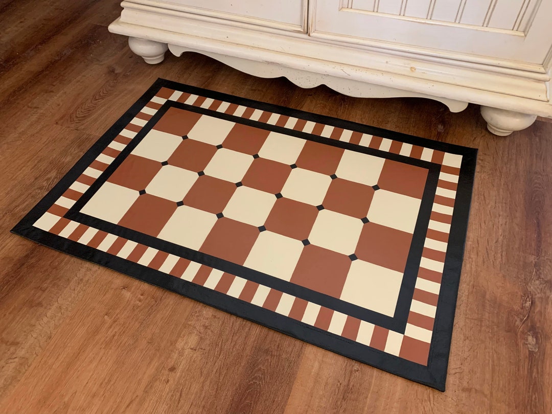 Floor Cloth, Painted Rug, Handmade Canvas Rug, Farmhouse Chic Rug ...