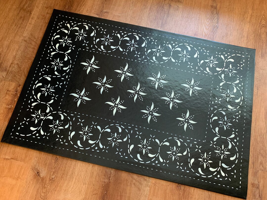 Floor Cloth, Painted Rug, Handmade Canvas Rug, Painted Floor Cloth ...