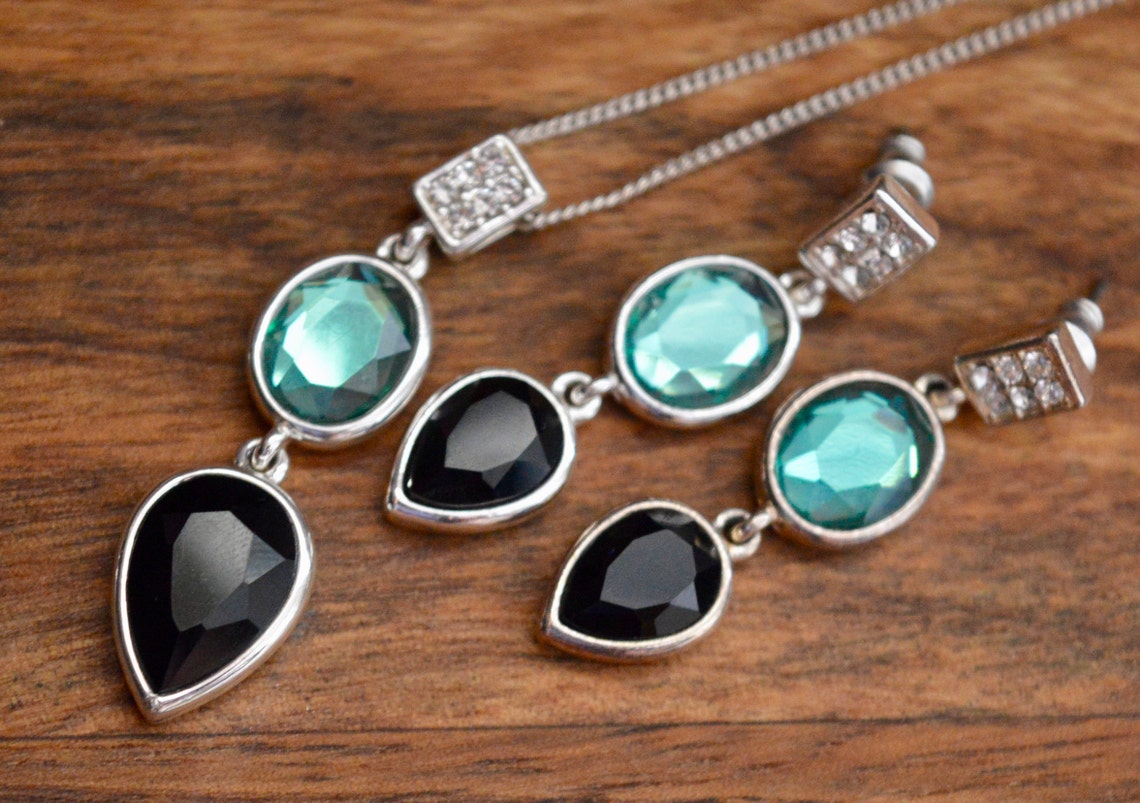 Jewelry Set, Jewellery Set, Vintage Necklace, Vintage Earrings, Crystal ...