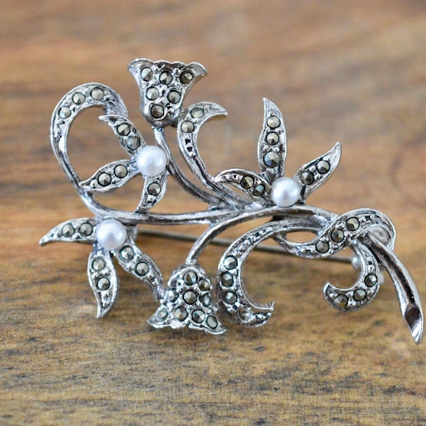 Marcasite Brooch - Etsy UK