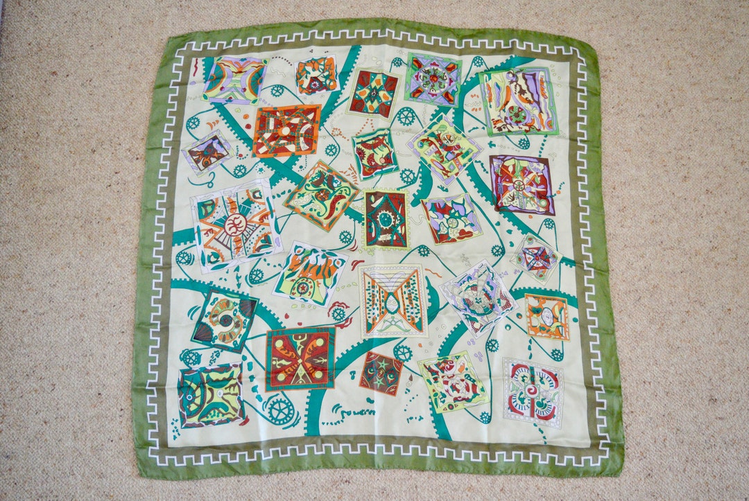 Vintage Scarf, Retro Scarf, Geometric Scarf, Scarf, Vintage Scarves ...
