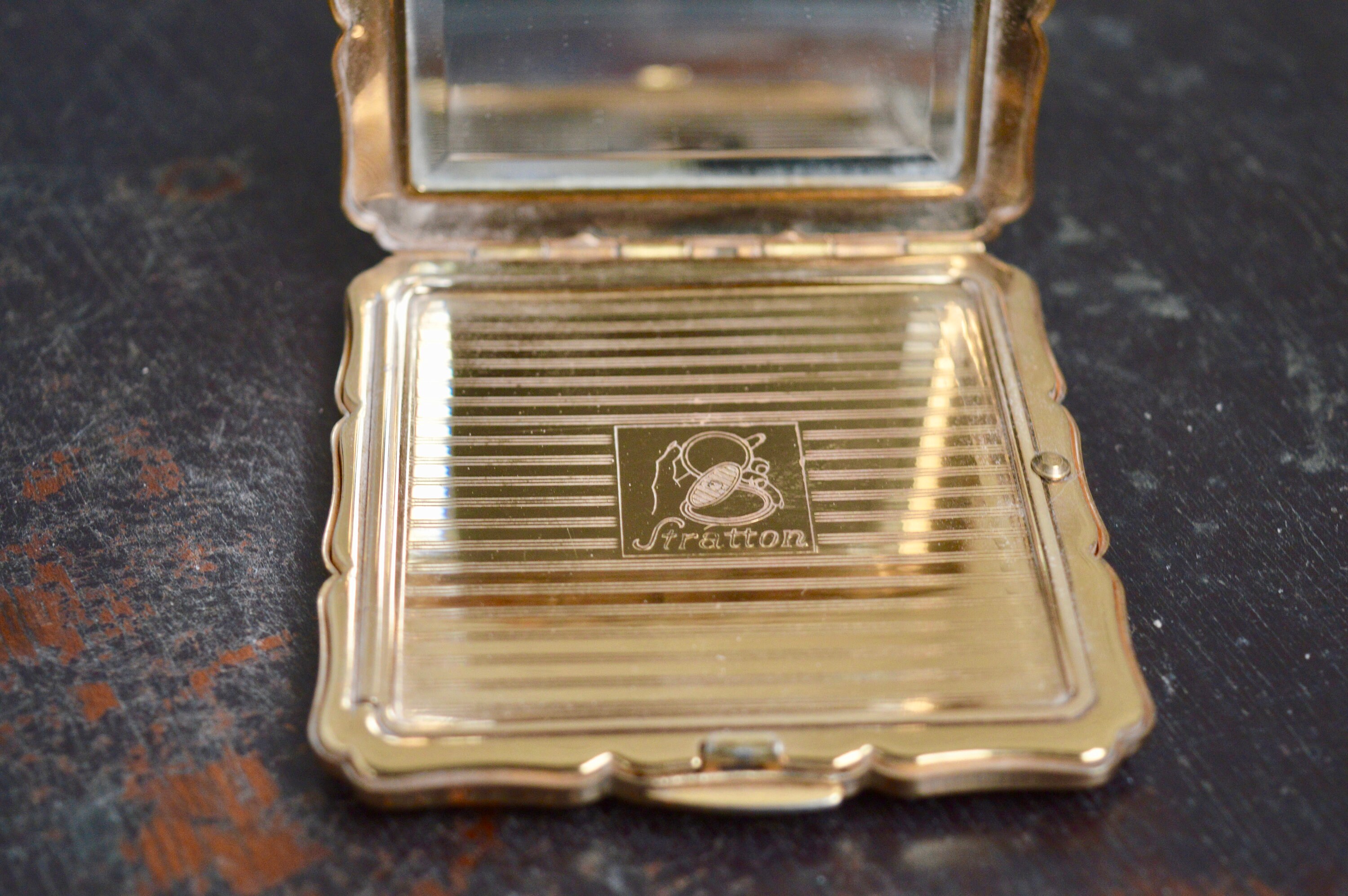 Vintage Compact Stratton Compact Square Compact Black | Etsy