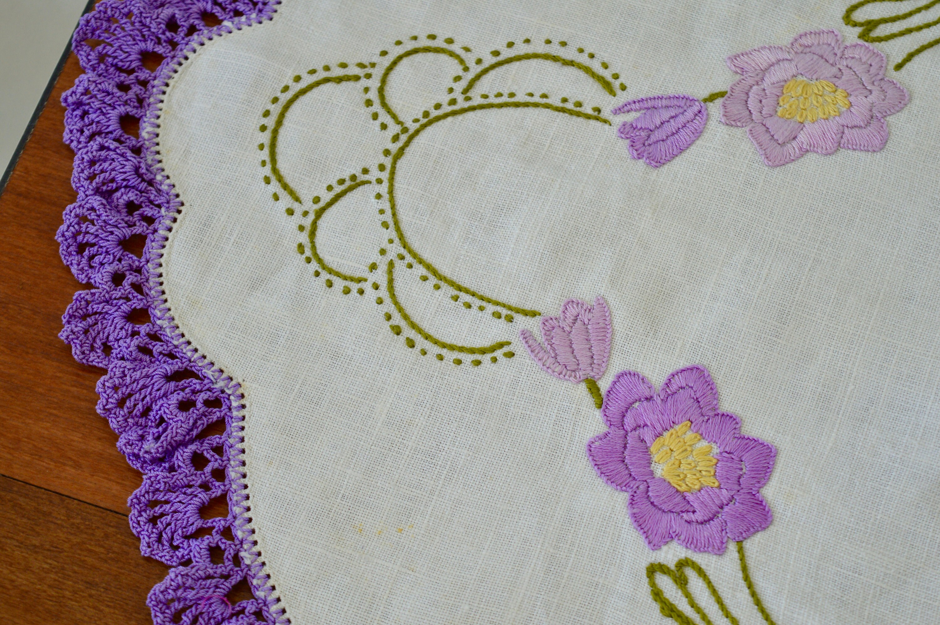 Vintage Linen, Vintage Tray Cloth, Crochet Linen, Crochet Tray Cloth ...