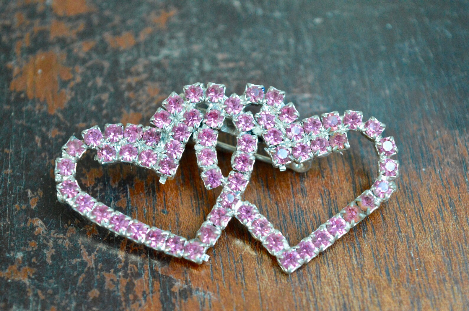 Vintage Brooch, Crystal Brooch, Heart Brooch, Love Brooch, Brooch ...