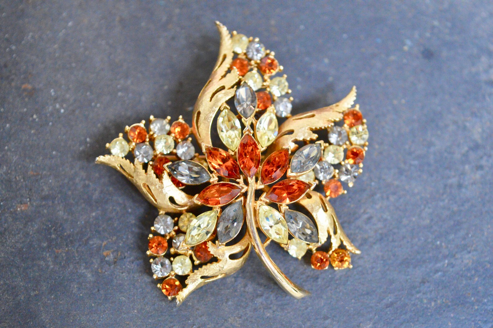 Vintage Brooch, Leaf Brooch, Floral Brooch, Autumn Brooch, Brooch ...