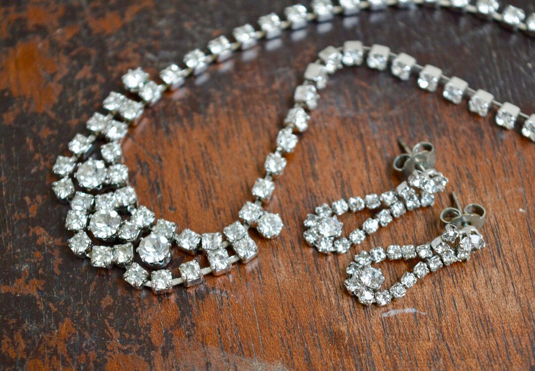 Jewellery Set, Vintage Necklace, Vintage Earrings, Crystal Jewellery ...