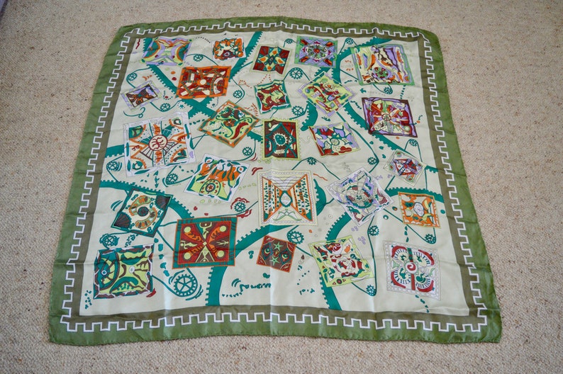 Vintage Scarf, Retro Scarf, Geometric Scarf, Scarf, Vintage Scarves ...
