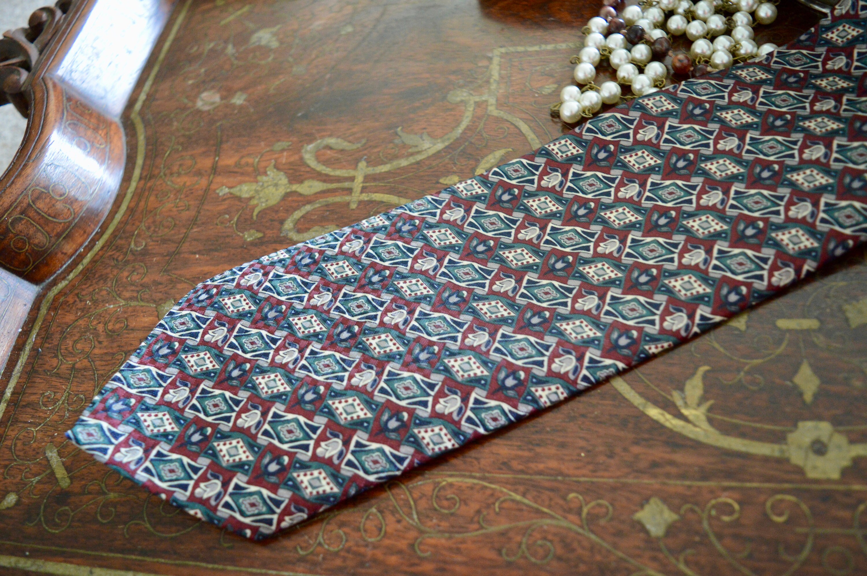 Corbata de seda corbata corbata vintage corbata floral | Etsy