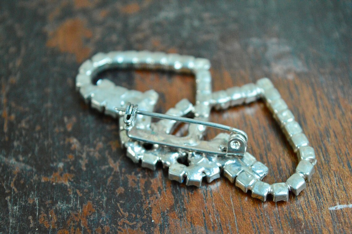 Vintage Brooch Crystal Brooch Heart Brooch Love Brooch | Etsy