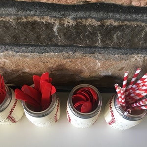 Bathroom Baseball Mason Jar Set, Baseball Utensil Holder, , Baseball ...