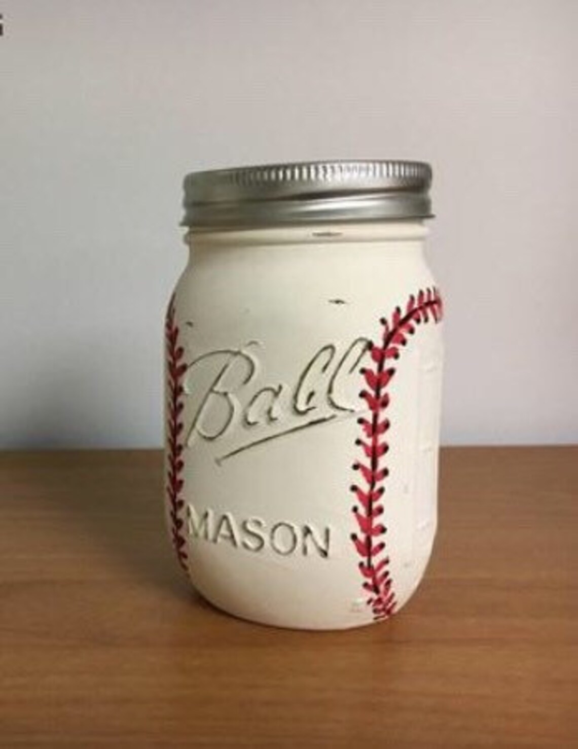 Bathroom Quart Size Baseball Mason Jar Set Baseball Vase - Etsy
