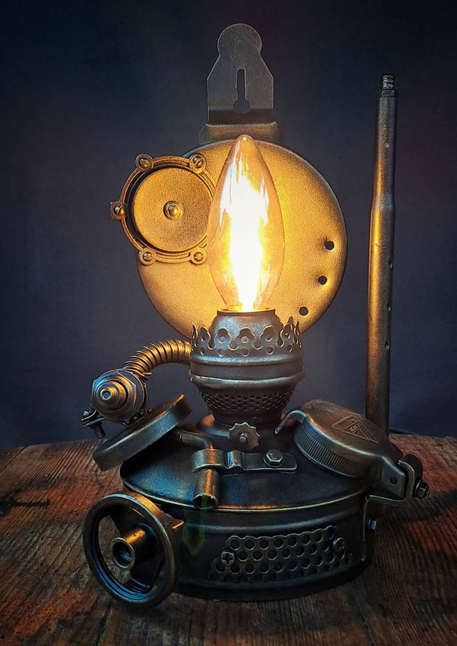 Steampunk Table Lamp, Wall Lamp, Rustic Industrial Desk Lamp, Reading ...