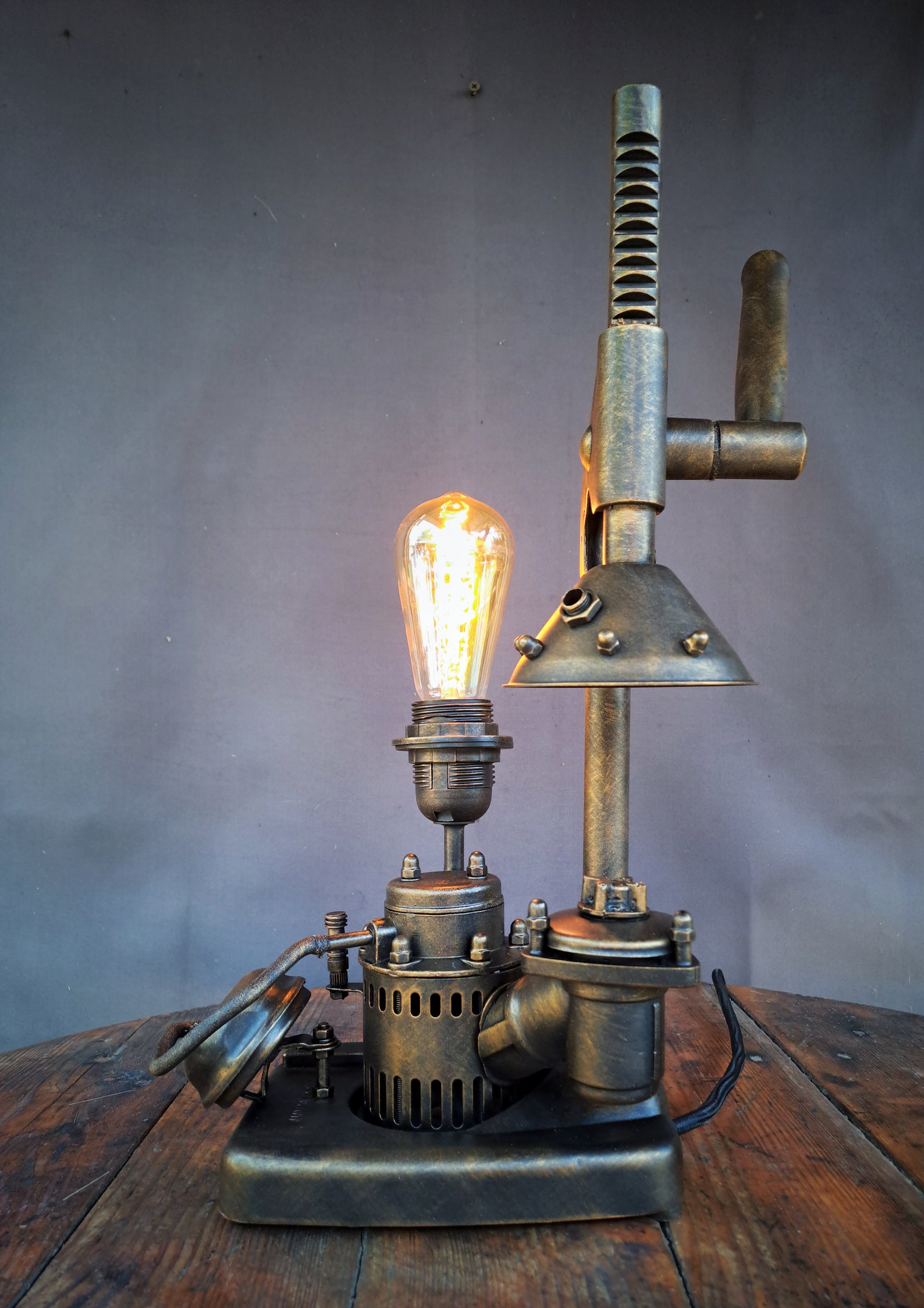 Steampunk Table Lamp, Rustic Industrial Desk Lamp, Reading Lamp ...