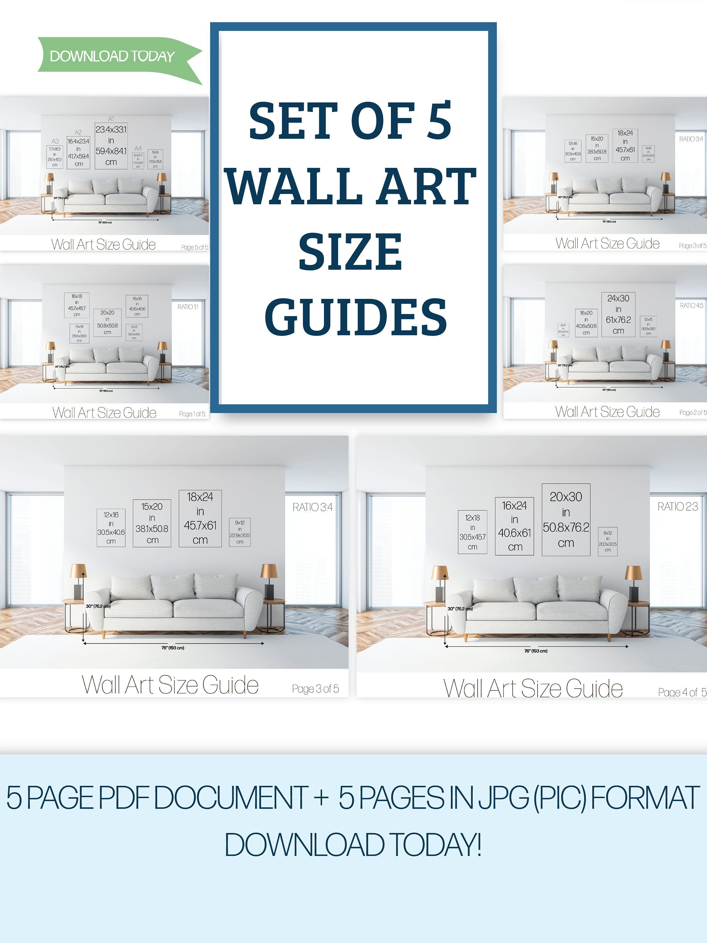 Wall Art Size Guide, Frame Size Guide, Print Size Guide, Poster Size ...
