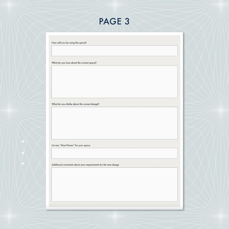 Interior Design Questionnaire, Customized Client Questionnaire ...