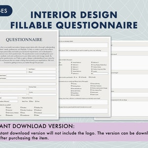 Interior Design Questionnaire, Customized Client Questionnaire ...