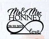 Infinity Symbol With Love Mr and Mrs Cake Topper | Etsy