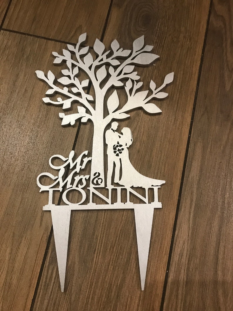Wedding Cake Topper With Tree Names Couple Cake Topper - Etsy