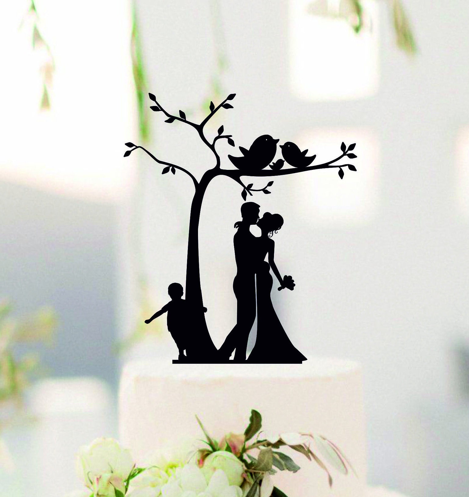Under the Tree Wedding Cake Topper Family Cake Topper Custom | Etsy