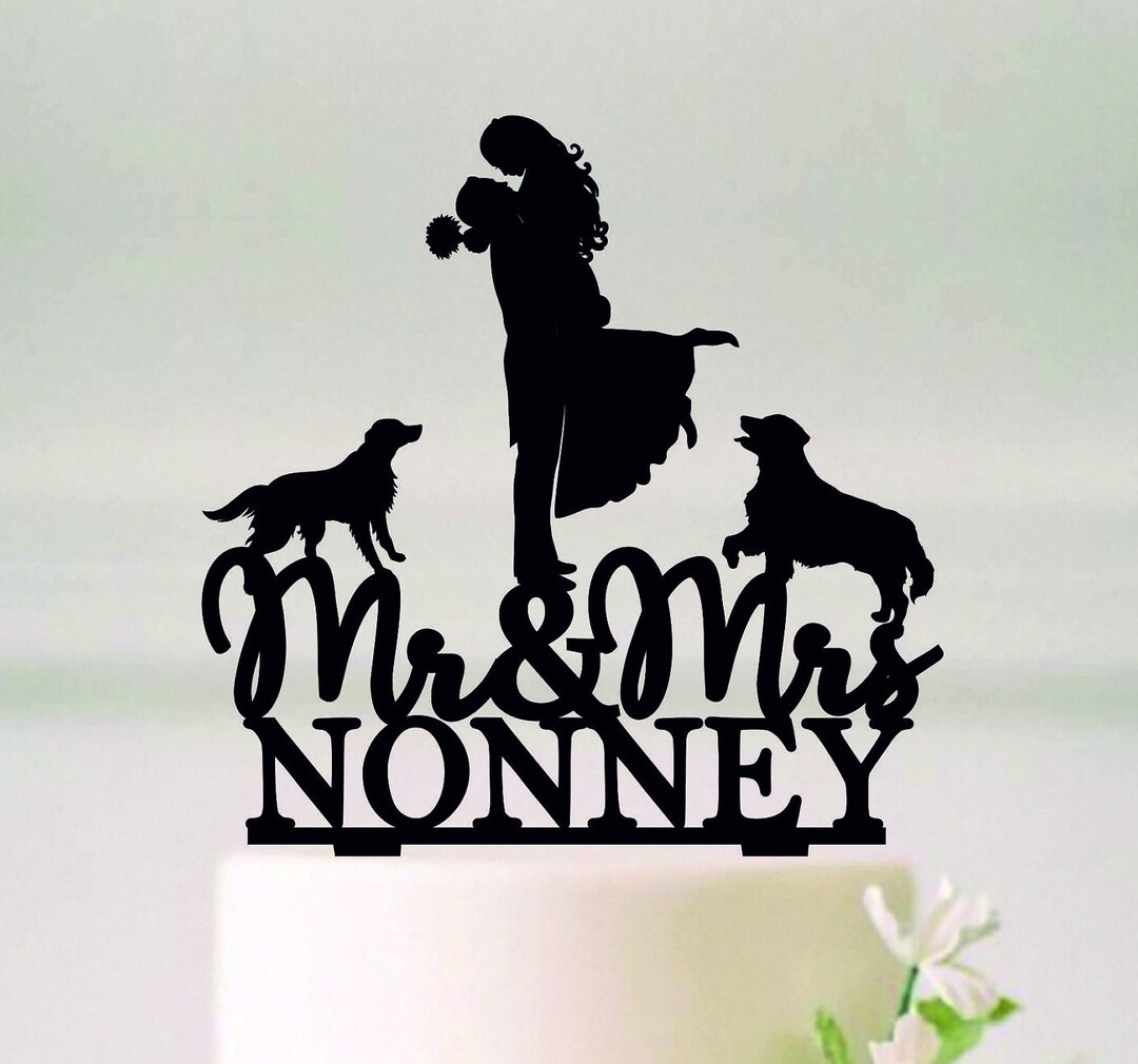 Couple Cake Topper With Dogs, Topper With Labrador Dog, Bride and Groom ...