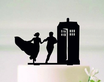Running to the Police Call Box Wedding Cake Topper Police | Etsy