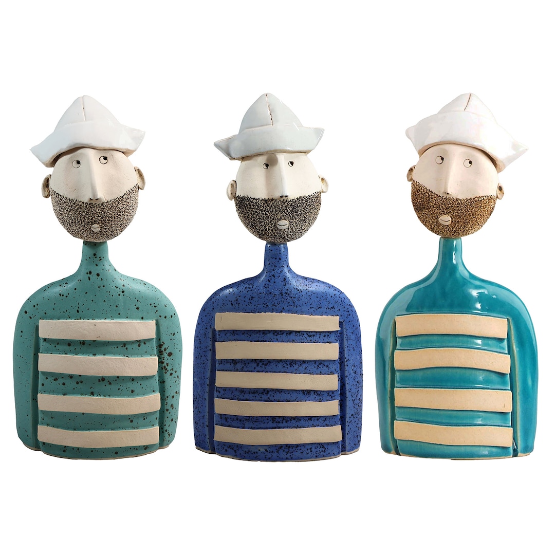 Handmade Contemporary Ceramic Sailor Bust Figurine - Etsy