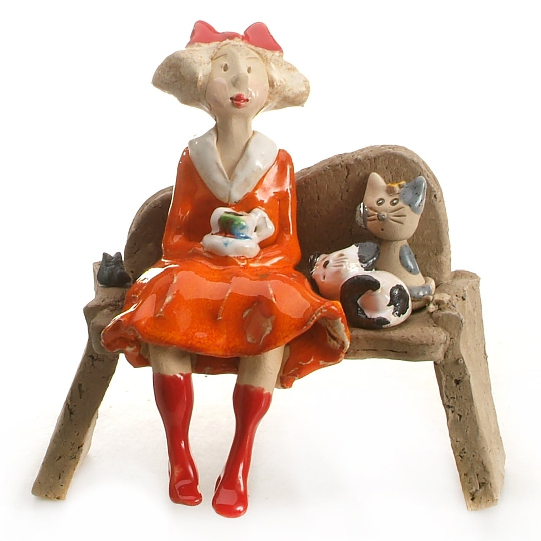 Orange Cat Lady Lady With 3 Tabby Cats Unusual and Quirky Gift - Etsy
