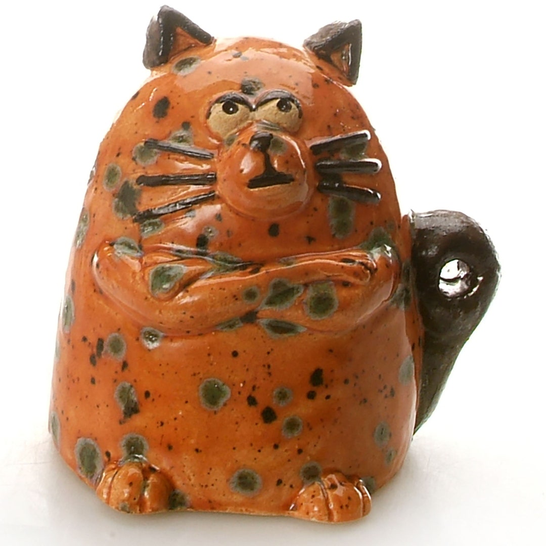 Ginger Grumpy Cat Quirky Ornament Hand Made Ceramic Cat Figurine ...