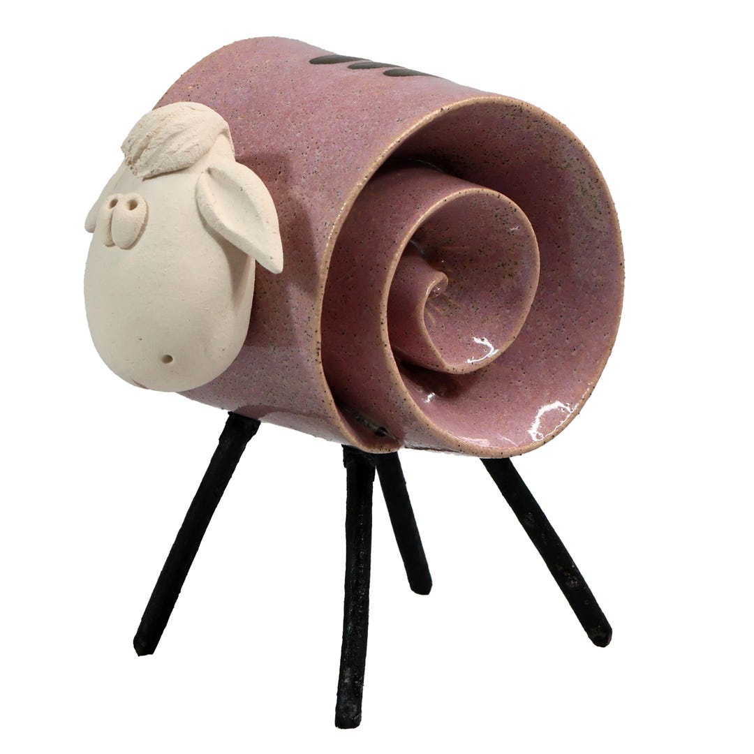 Scroll Pink Sheep With Metal Legs Modern Ceramic Ornament Hand Made ...