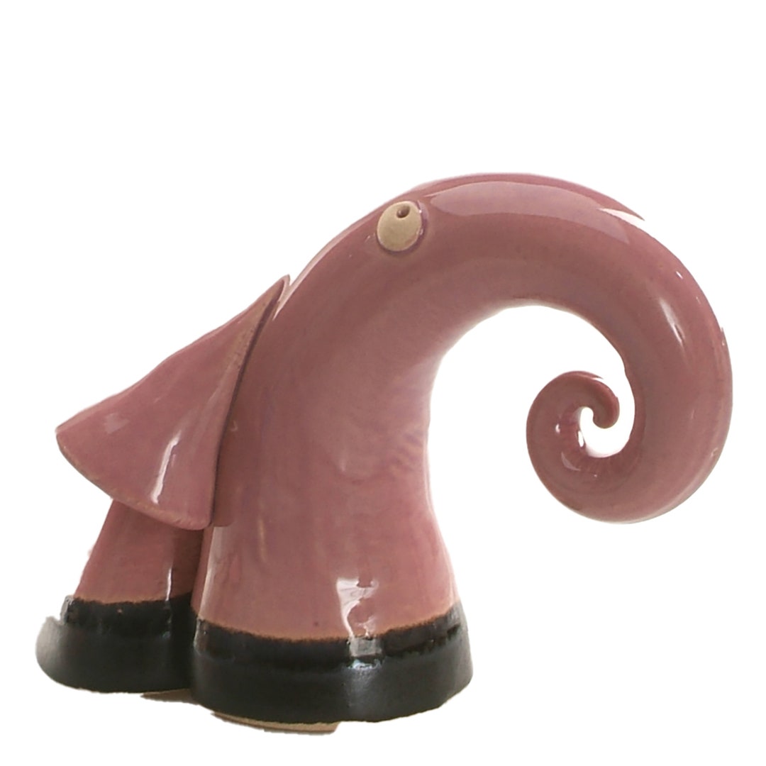 Funky Elephant Unusual Hand Sculptured Ceramic Ornament | Gloss Dusty ...