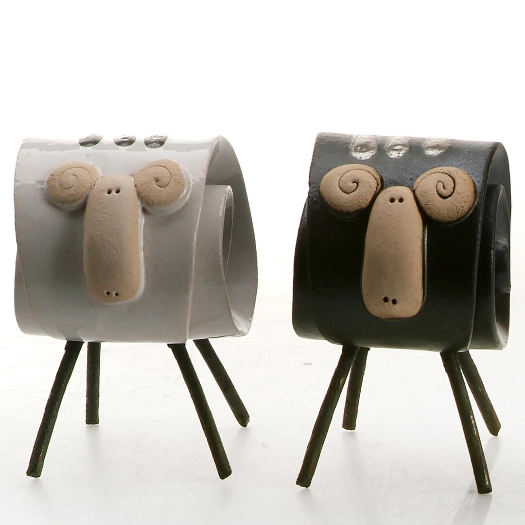 Scroll Ram With Metal Legs Modern Ceramic Ornament Hand Made Quirky ...