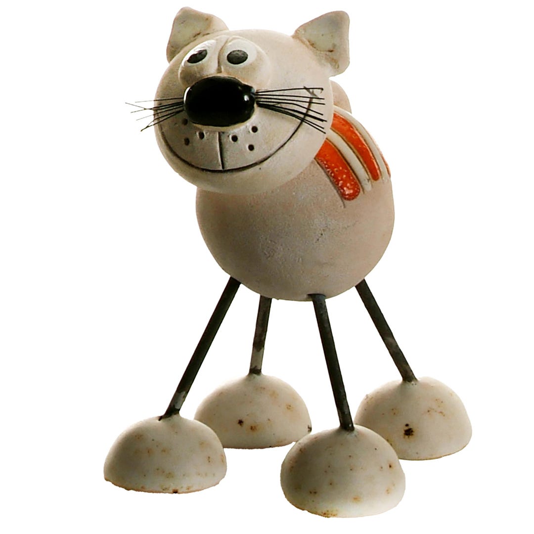 Ginger Ceramic Cat With Wire Legs Funky Gift Packed for Cat Lovers - Etsy