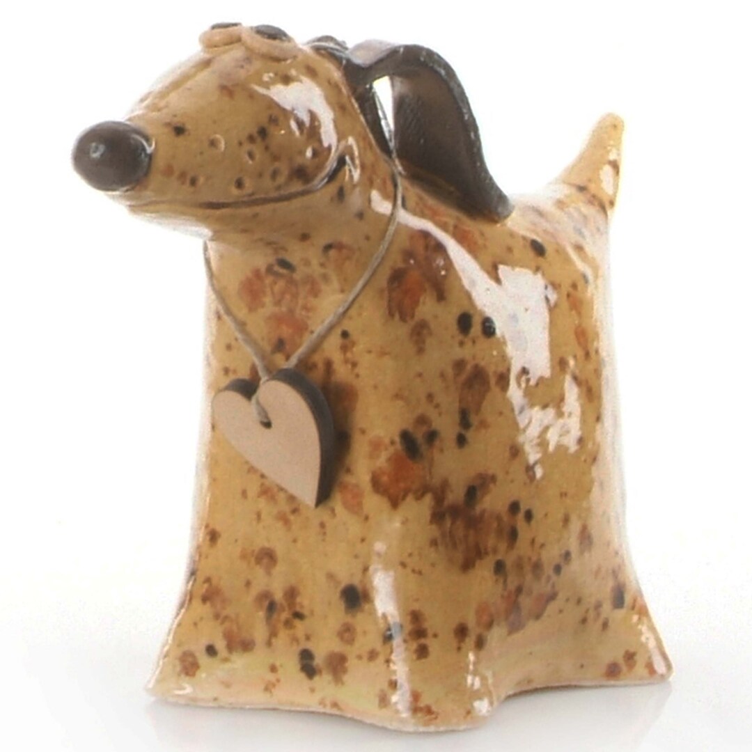 Mustard Ceramic Greyhound Figurine Gift for Dog Lovers, With Wooden ...