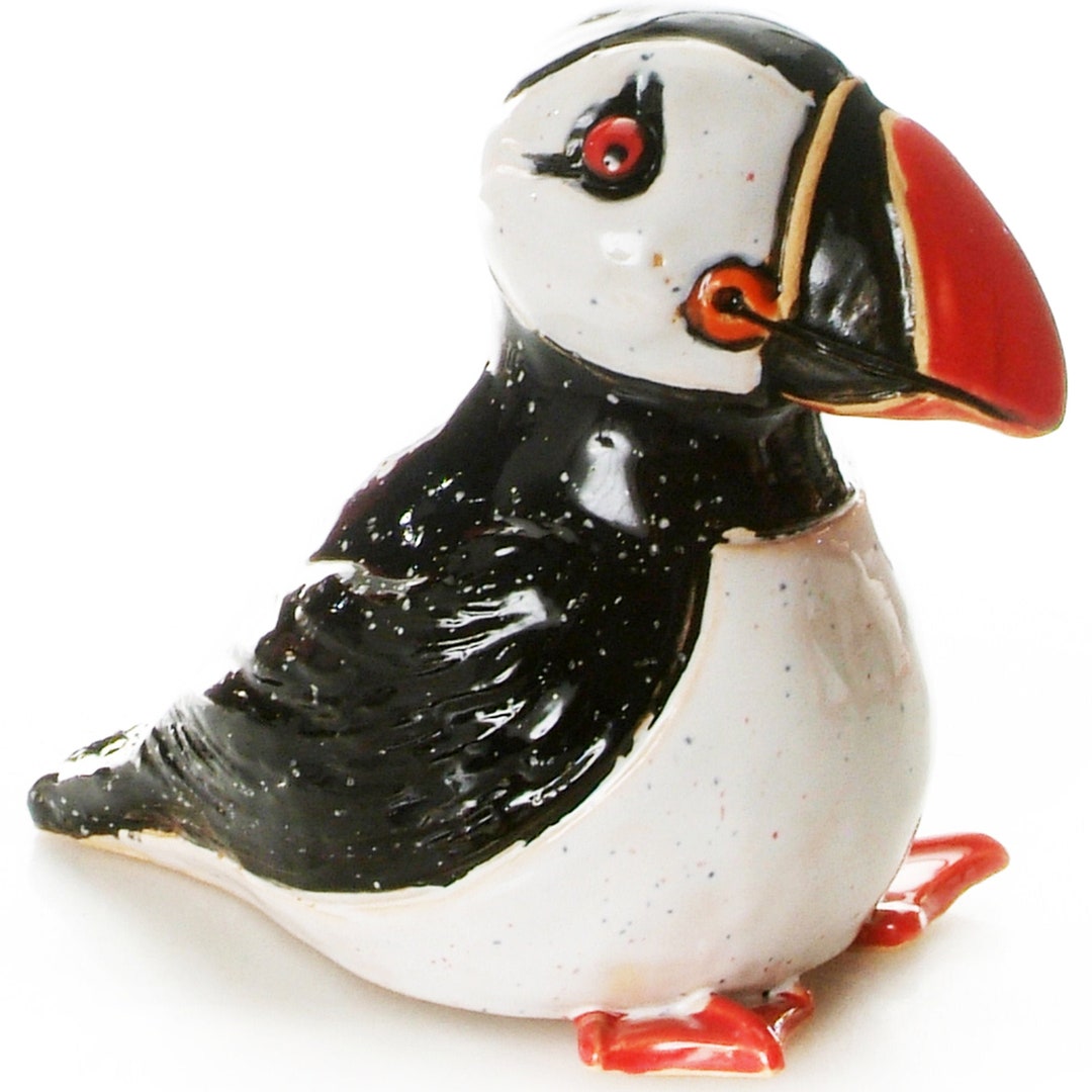 Handcrafted Sitting Ceramic Puffin Figurine Whimsical Charm in Every ...